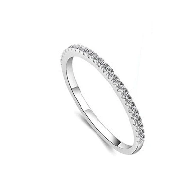 s925纯银半圈镶钻韩国简约钻戒尾戒小拇指仿真指环钻锆石细女戒指-花瓣网