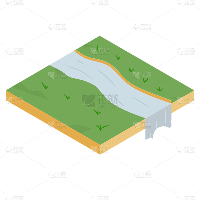 2.5D-自然元素装饰贴纸svg-河流
