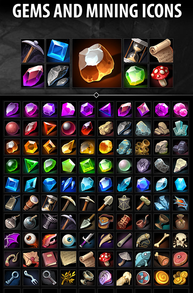 Gems and Mining Icons : Gems and Mining Icons. For my Graphriver store.