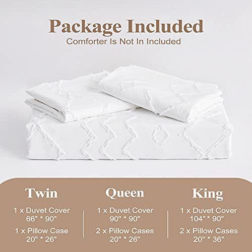 Amazon.com: WARMDERN Boho Duvet Cover Set 3 Piece White Queen Duvet ...