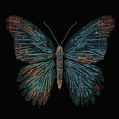 a wonderful Butterfly, flies in the digital space. ASCII art,The insect ...