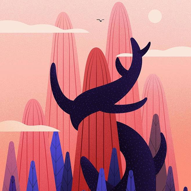 Febin_Raj是来自波兰的插画师，他的作品色彩搭配非常抓人眼球。