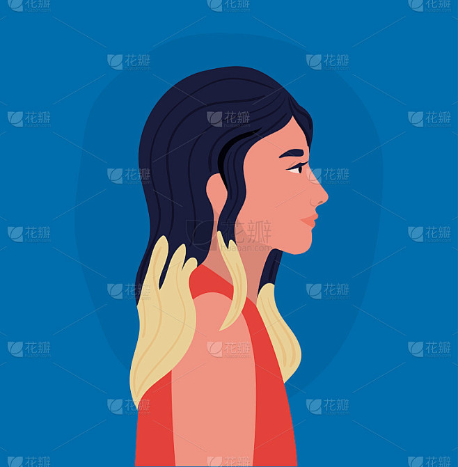 woman cartoon in side view vector design