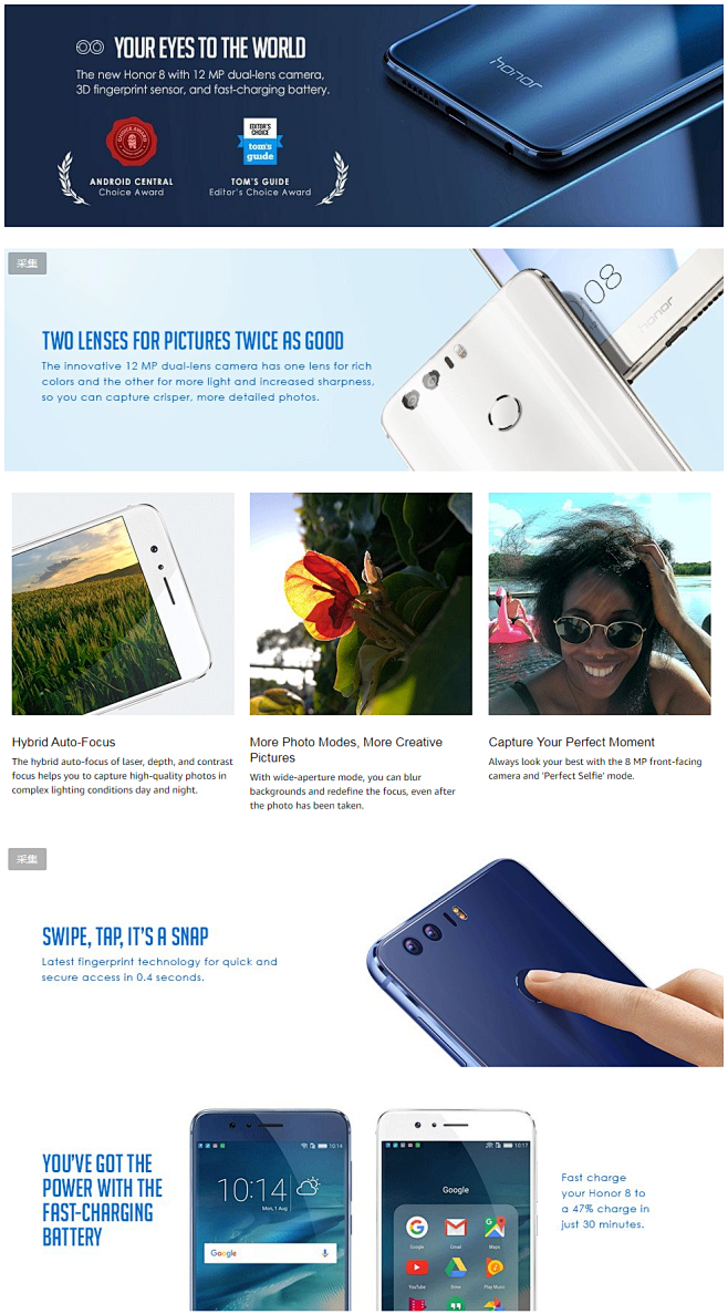 Amazon.com: Huawei Honor 8 Unlocked Smartphone 32 GB Dual Camera - US Warranty (Midnight Black ...