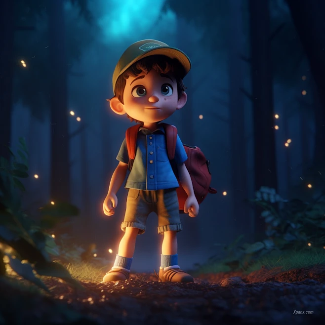 AI绘画_Prompts_58sdfhdf_a_very_cute_boyin_a_forest_at_night_exploring ...