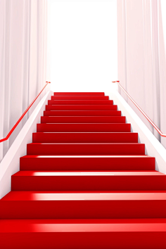 Stairs-花瓣网|陪你做生活的设计师 | on a red stairs, in the style of minimalist ...