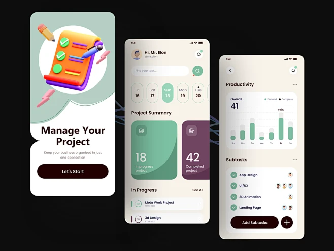 Task Management Mobile App app development app ui daily task flutter ...