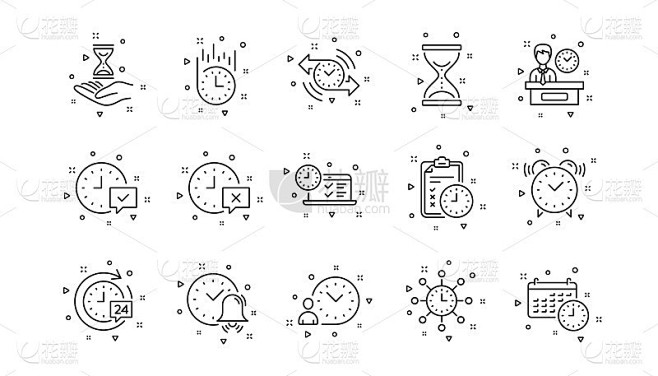 时间线图标。日历，时间管理和交付。线性的图标集。向量