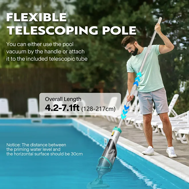 Amazon.com : VIVOHOME Cordless Pool Vacuum with Telescopic Pole, Powerful Suction up to 18.5 GPM ...