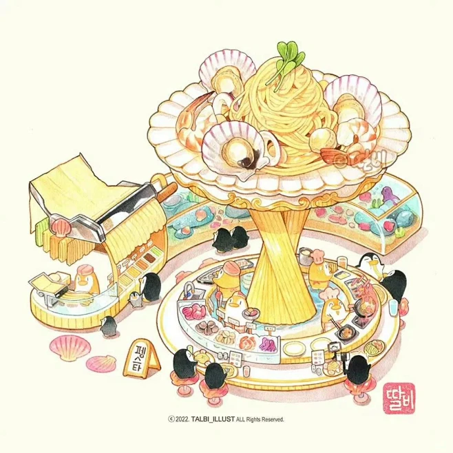 美食系列作品画师：talbi_illust - 小红书-花瓣网