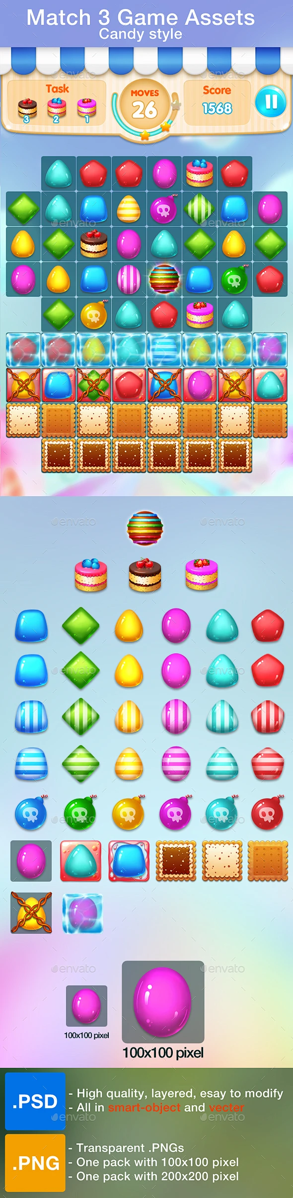 Match 3 Game Assets - Miscellaneous Game Assets-花瓣网