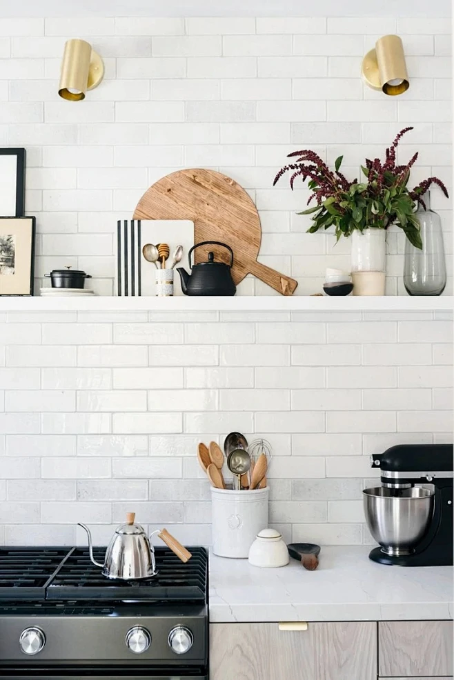 kitchen shelf styling ideas floating shelves with trays and kitchen ...