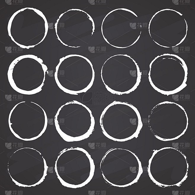 Round Frames, grunge textured hand drawn elements