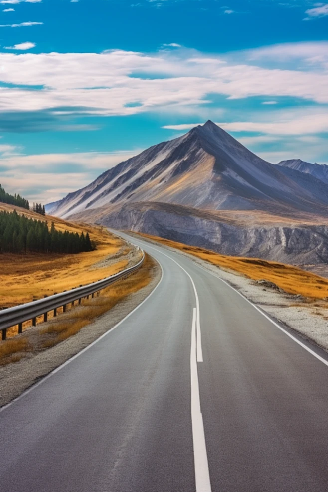 高速公路通往地平线多云天空摄影图-花瓣网