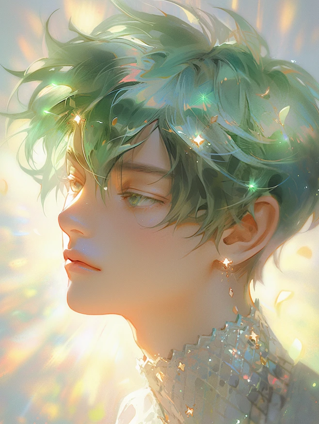 tingfeng2_Melancholy_and_quiet_boy_INFJ_personality_green_hair ...