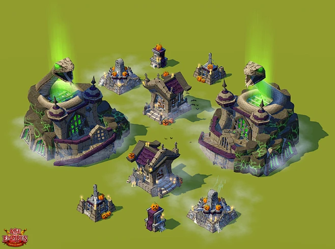 Age of Empires Online Celeste Fan Project Halloween Buildings-花瓣网