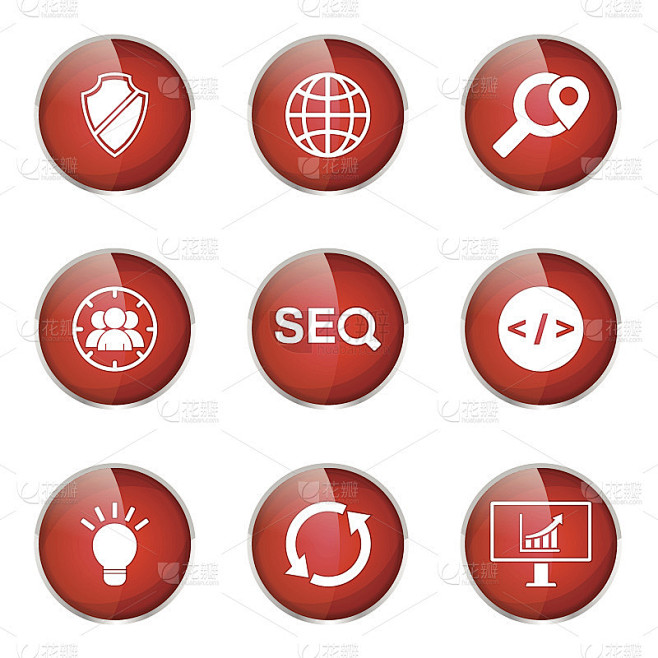 SEO互联网标志红色矢量按钮图标设计集2