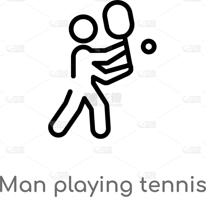 outline man playing tennis icon isolated black素材-花瓣网