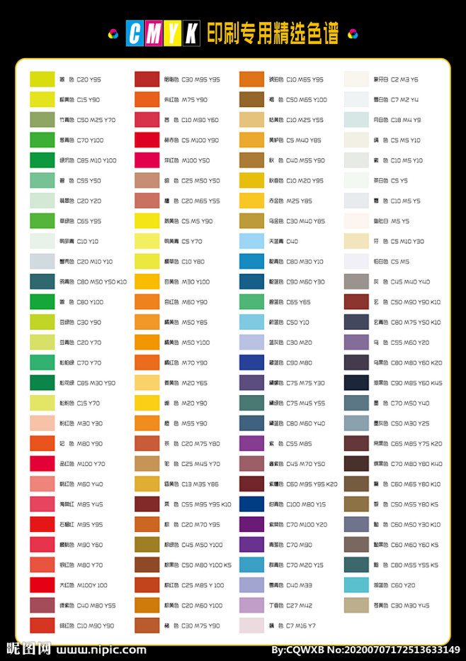 CMYK 色彩名称图