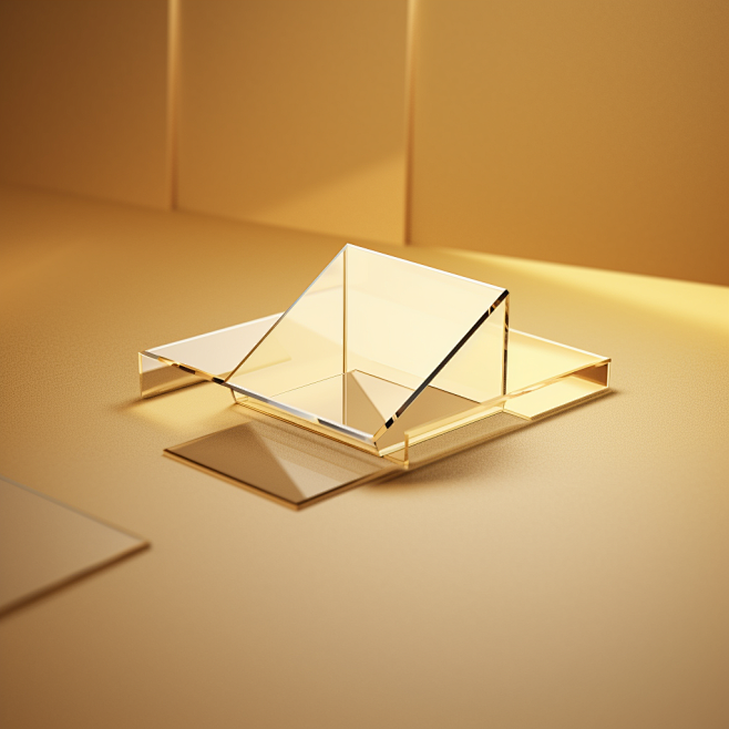 Acrylic plate, gold, geometry, minimalism, technical 3D, surrealism ...