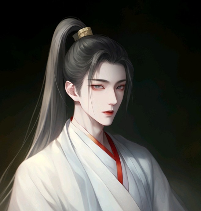 古风二次元美男子，古风头像，古风美男，战损，白毛控，白衣控
