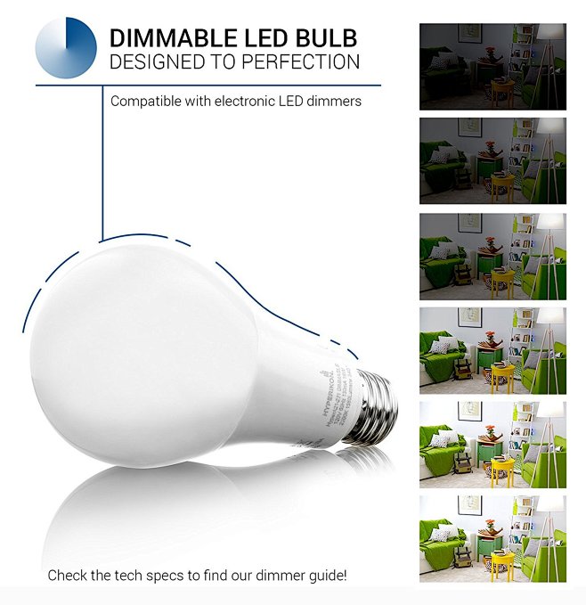 Hyperikon LED Light Bulb A21, 16W (100W Equivalent), CRI92, 1640 Lumens ...