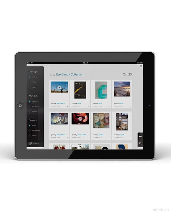 Clusterr iPad平板电脑应用界面设计-花瓣网