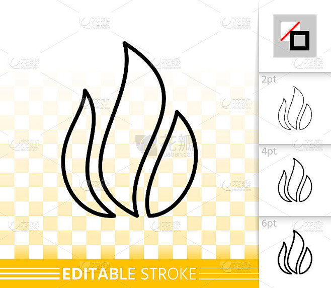 Fire simple flame bonfire black line vector icon