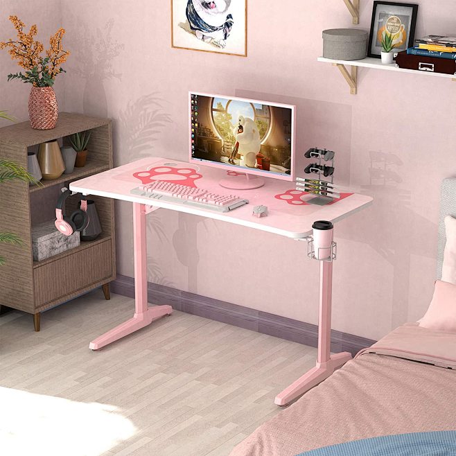Amazon.com: It's_Organized Pink Computer Desk,47 inch Home Office ...