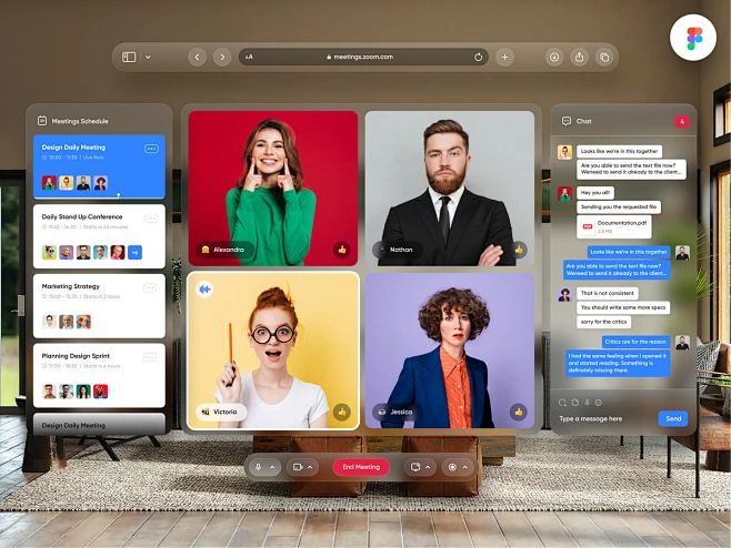 Zoom Spatial Design for Apple Vision OS app apple vision clean minimal ...