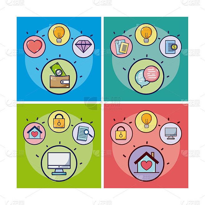 一组不同的图标