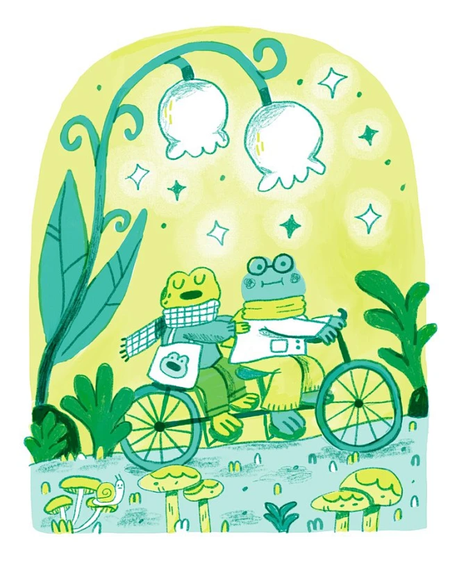 Digital Illustration, Cute Frogs-花瓣网