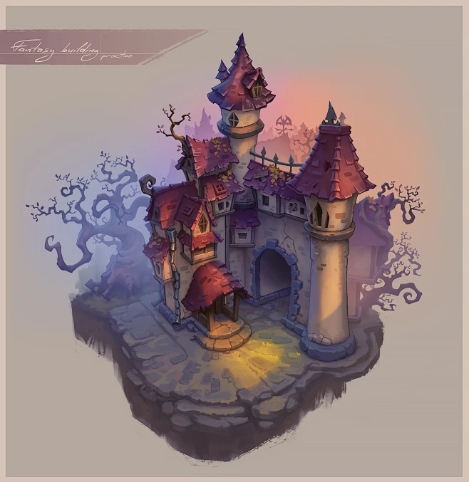 Fantasy building-花瓣网