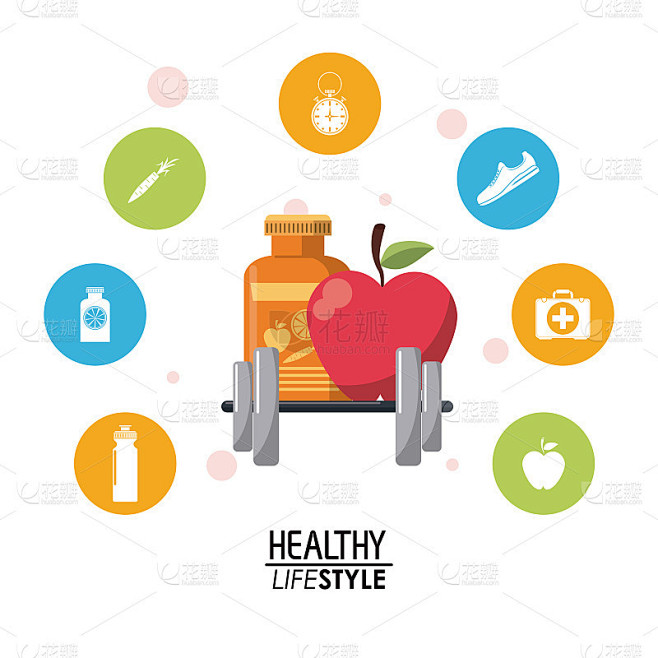 colorful poster with elements sport healthy lifest