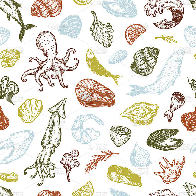 Seafood, Pattern.