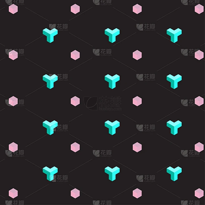 Seamless vector pattern with isometric cubes. Seam素材-花瓣网