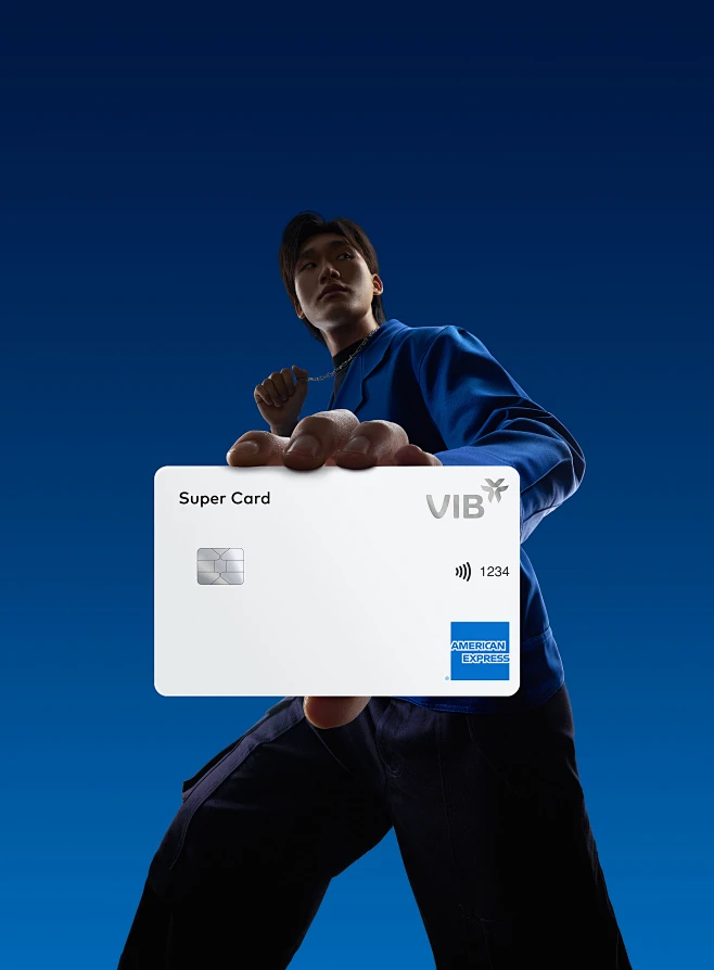 VIB minh mi goi key visual Advertising Fashion blue credit card phone ...