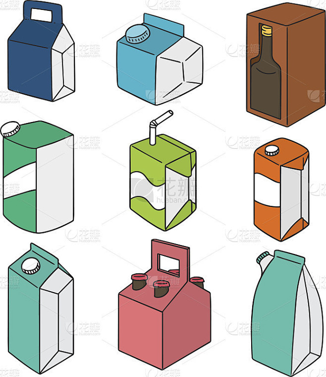 矢量套装饮料盒