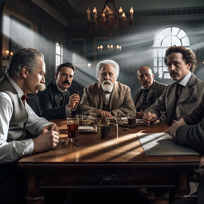 AI绘画_Prompts_rober_orvium_Einstein_Edison_Tesla_and_a_bunch_of_old ...