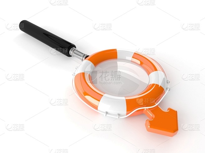 男性,男性标志,sos,小型放大镜,一个物体,背景分离,浮标,橙色,设备用品,三维图形