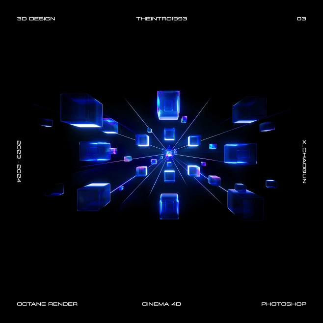 3D c4d octane photoshop Technology Scifi blue poster banner рендер-花瓣网