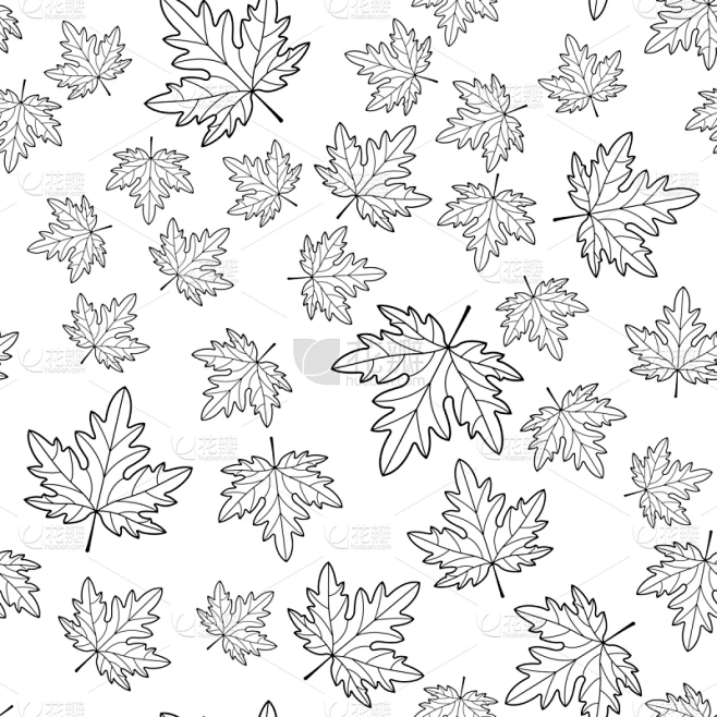 maple leaf contour seamless pattern素材-花瓣网
