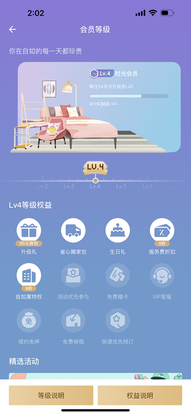 自如会员等级-Lv4 VIP VIP等级 VIP会员等级 会员等级 会员权益 超级会员 @歪歪歪小歪 收藏整理