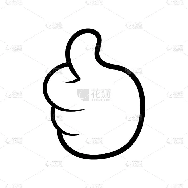 矢量卡通竖起大拇指的插图素材-花瓣网