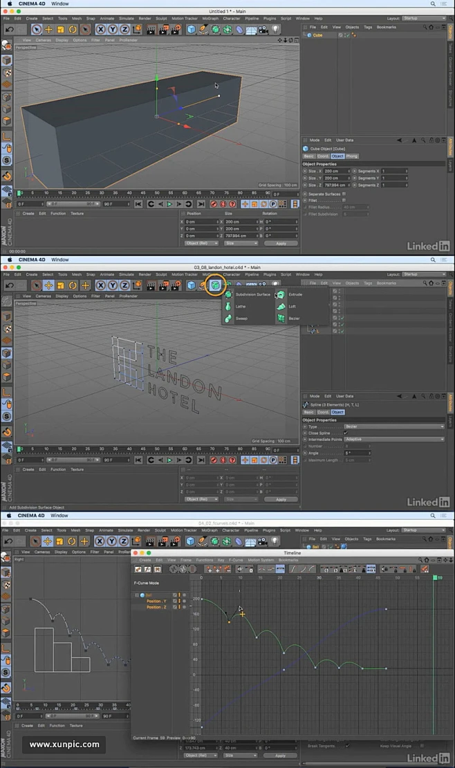 C4D R19 基本动态图形教程 3D模型 -花瓣网