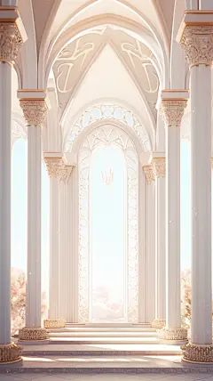 an elegant interior design with columns and arches, in the style of ...