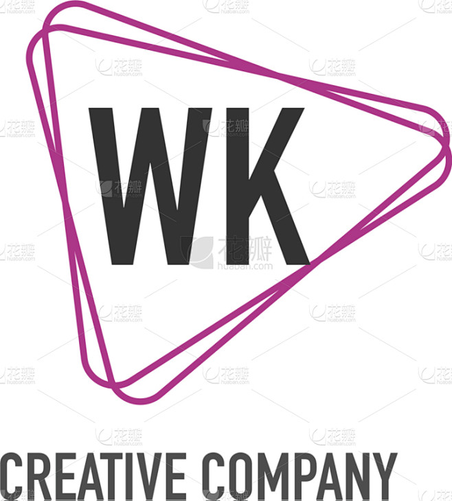 initial letter wk triangle design logo concept