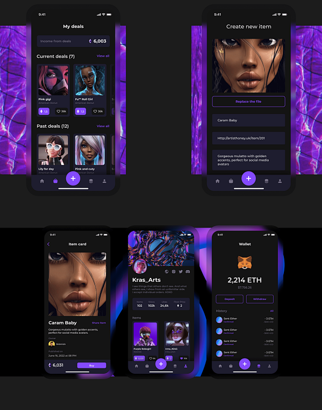 NFT APP 项目 | Behance 上的照片、视频、徽标、插图和品牌