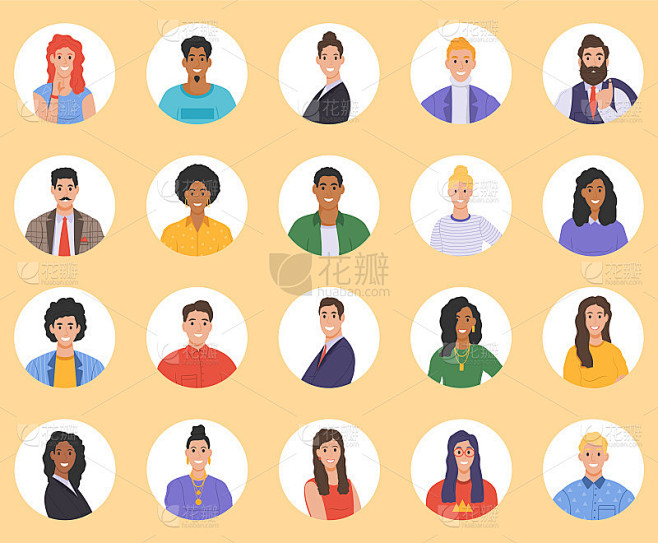 多文化人群。不同种族和文化的人。卡通人物设置在平面设计风格。向量
