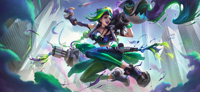 League of Legends：Wild Rift - ChromaCrash Jinx Splash Art-花瓣网